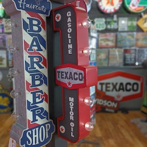 Texaco Gas LED Sign Marquee Style Sign Garage Decor for Men Gas Station ...