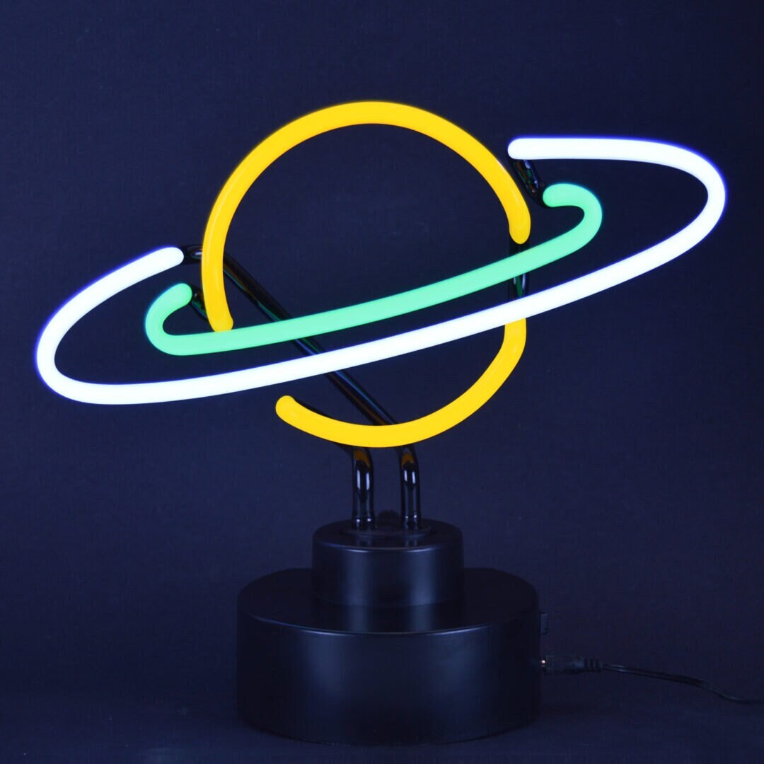 Saturn Neon Sign AUTHENTIC GLASS NEON Signs Outer Space Wall Decor Kids ...