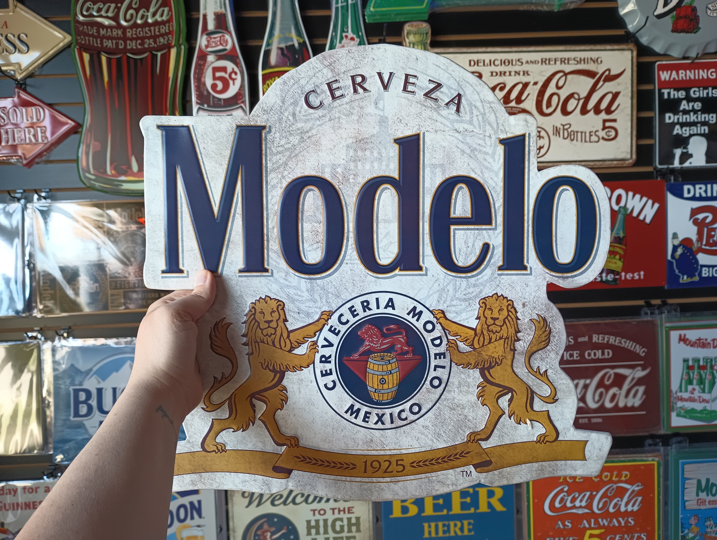 Modelo Beer Seal Shaped Embossed Metal Sign Beer Signs Home - Etsy
