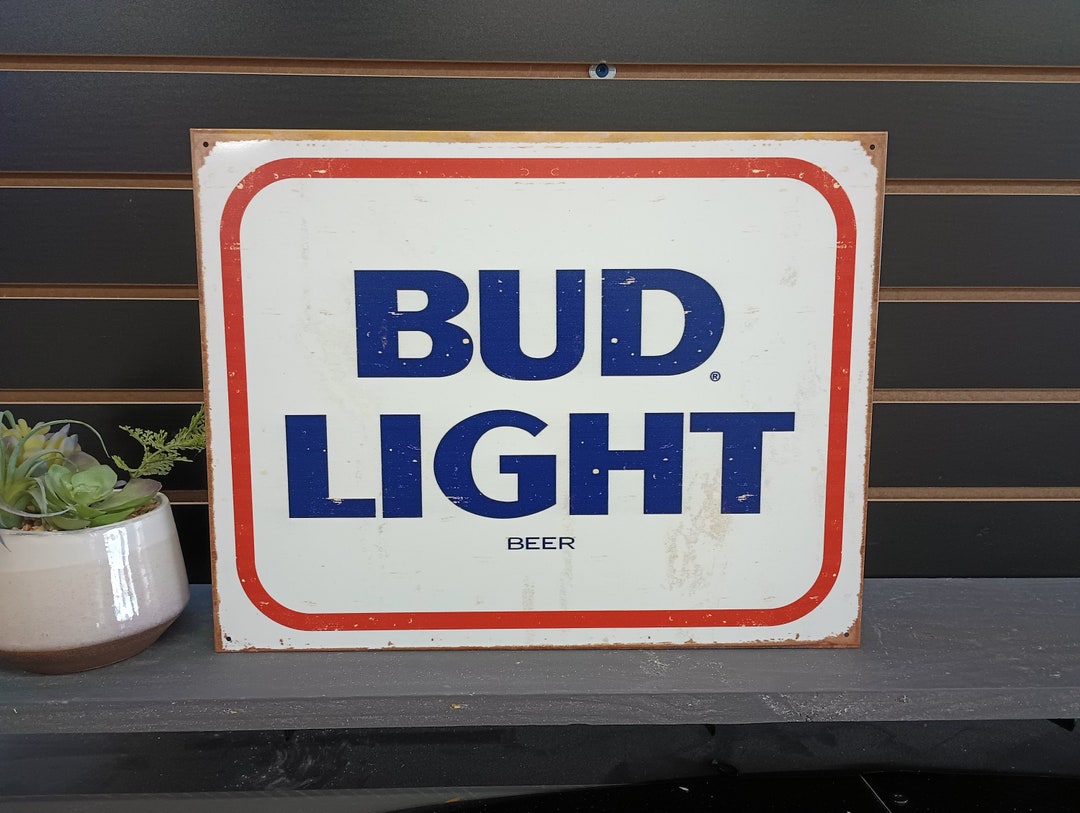 Bud Light Beer Metal Sign Weathered Bud Light Signs Home Bar Decor Pub ...