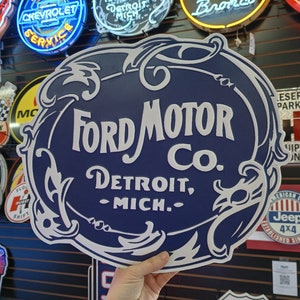 Ford Motor Co Detroit Michigan Shaped Embossed Metal Sign Ford ...