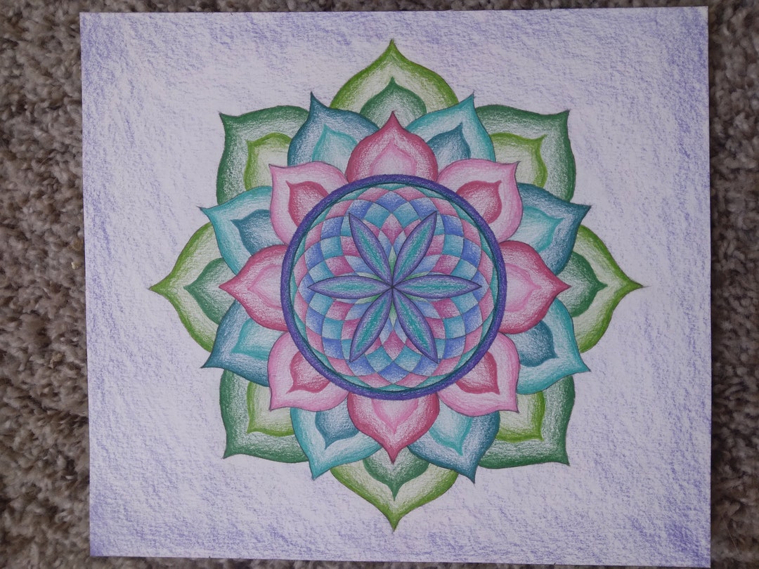 Simple Lotus Mandala original Drawing - Etsy