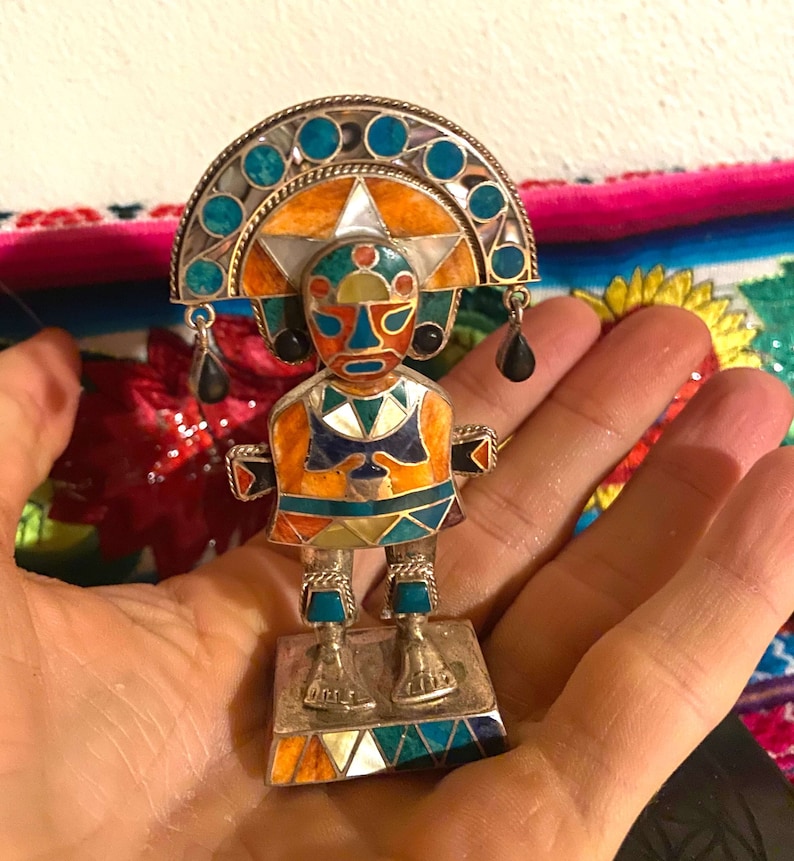 Andean Wiracocha Altar Gem Inlaid Statue - Etsy