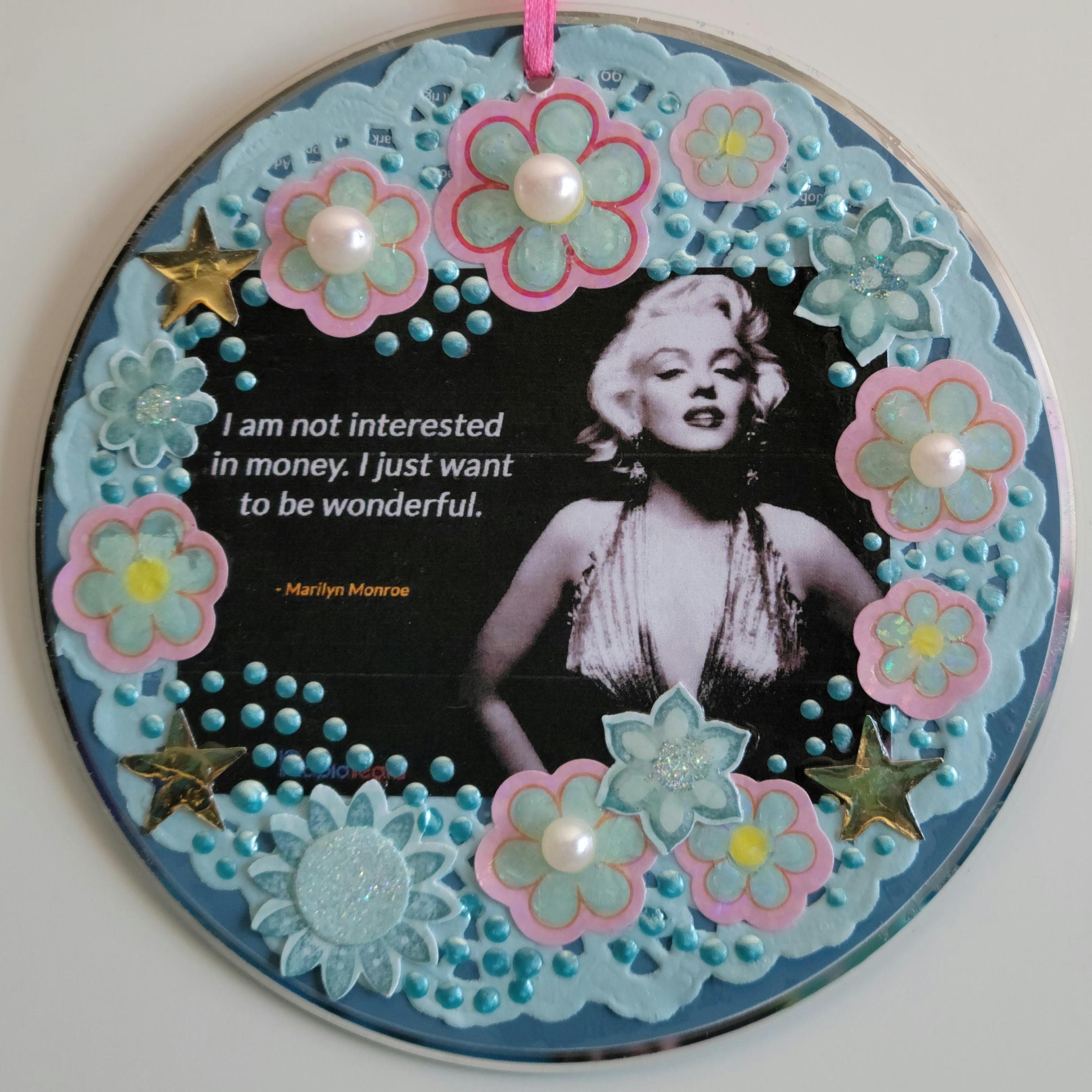 Wonderful Marilyn Monroe Quote Ornament, Upcycled CD Gift Tag, Marilyn ...
