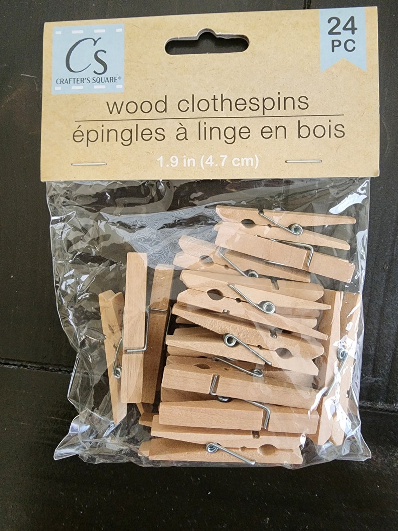24 Pc Miniature Wood Clothespins - Etsy