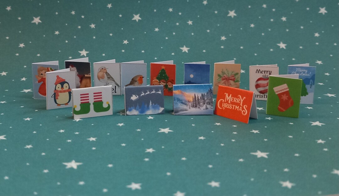 Set 2: 15 X 12th Scale Miniature Christmas Cards for Dollshouses ...