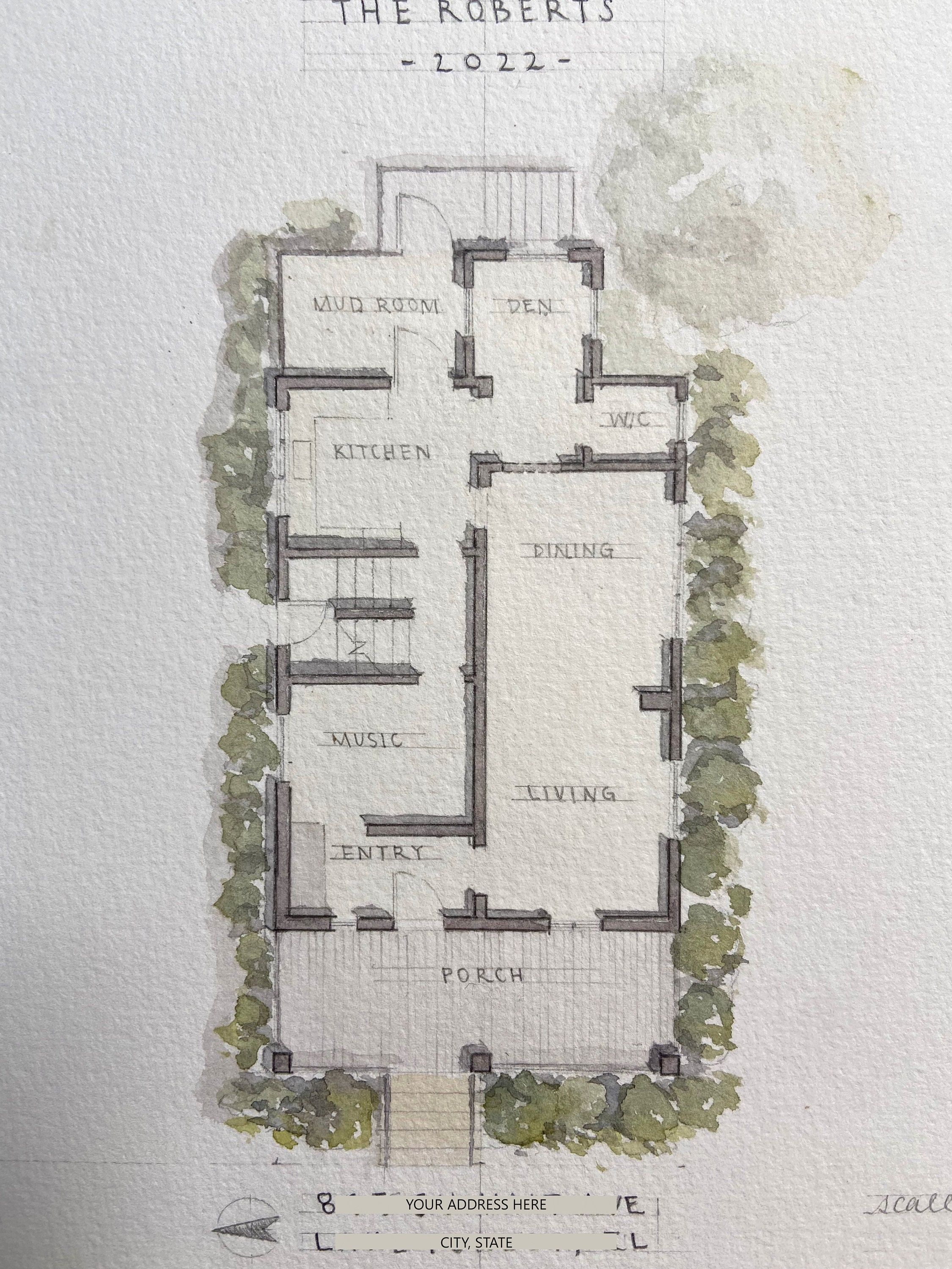 Custom Architectural Watercolor Portrait Elevation Floorplan or Site ...