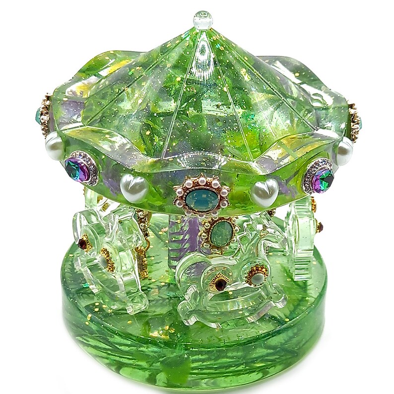 Green Carousel Horses Merry Go Round Resin Handmade OOAK - Etsy