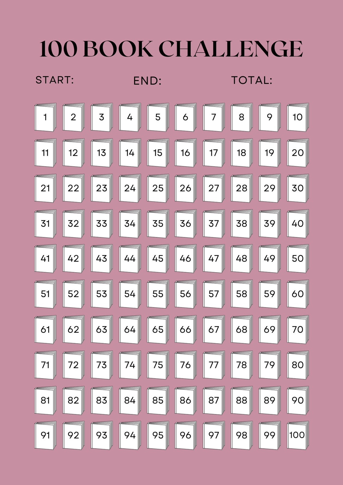 100 Book Challenge-5 Colours- Reading Tracker Reading Challenge for ...