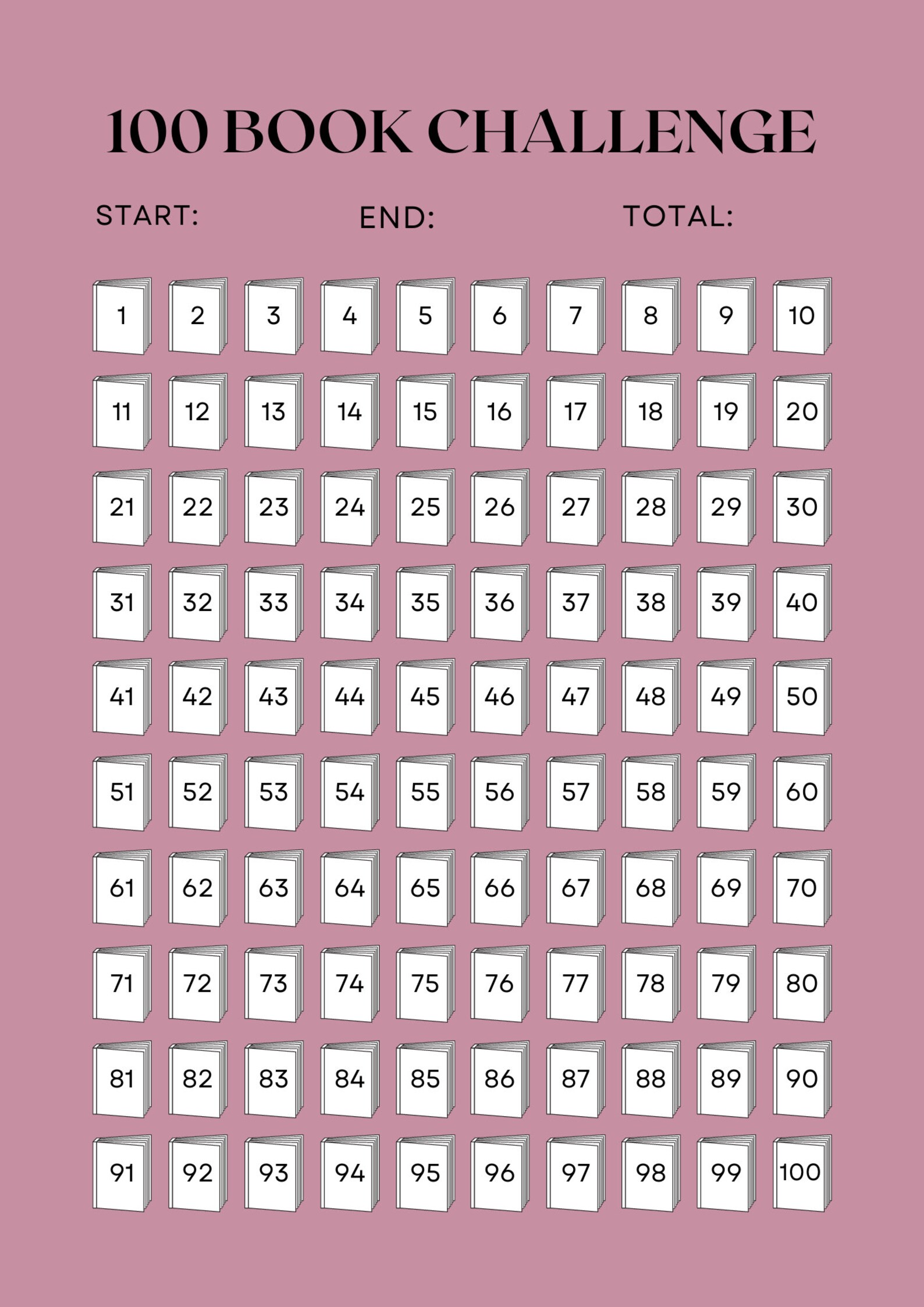 100 Book Challenge-5 Colours- Reading Tracker Reading Challenge for ...