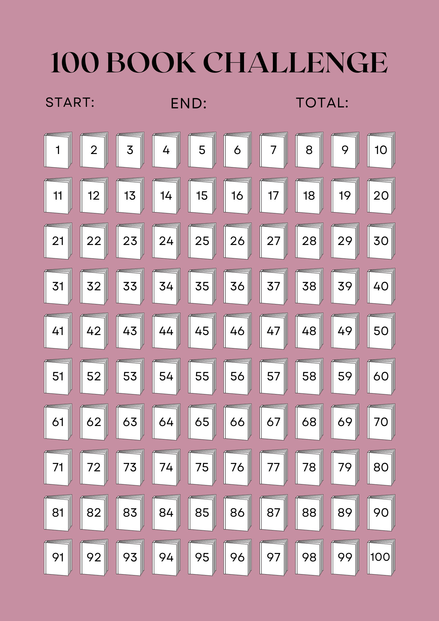 100 Book Challenge-5 Colours- Reading Tracker Reading Challenge for ...