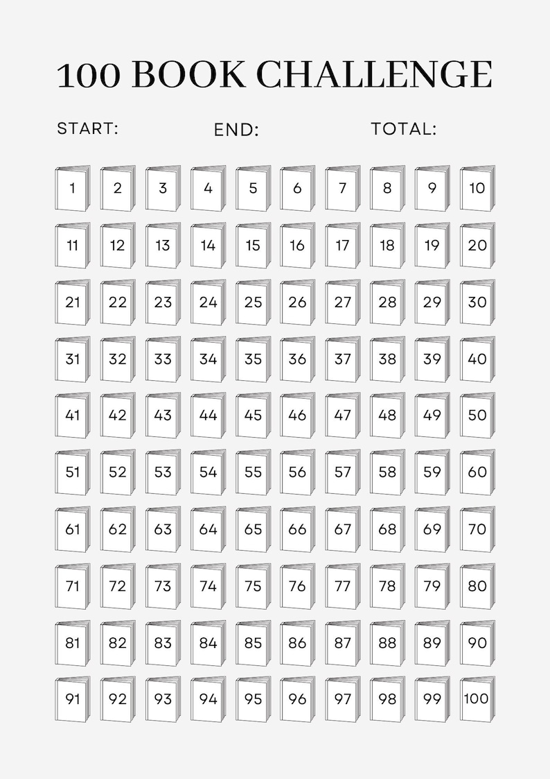 100 Book Challenge-5 Colours- Reading Tracker Reading Challenge for ...