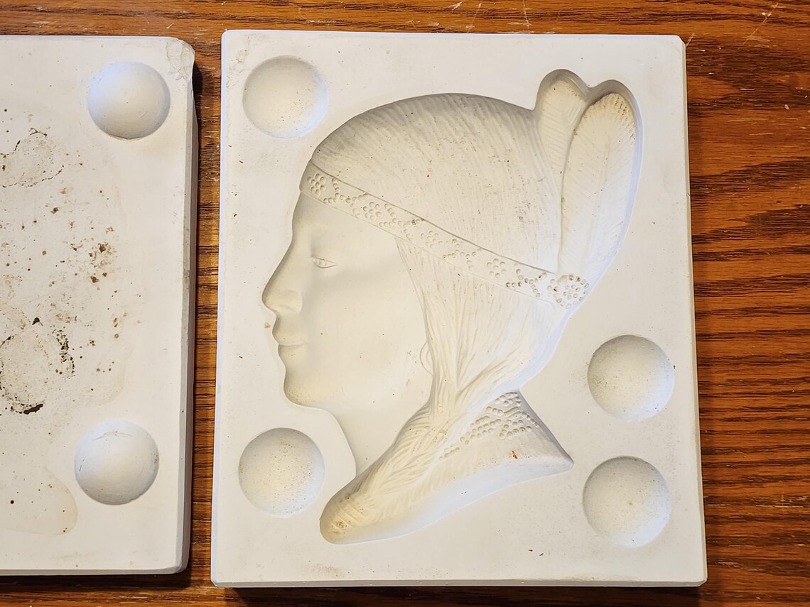 Vintage Slip Cast Mold- Ceramic- Indian Head Plaque- White Horse - Etsy