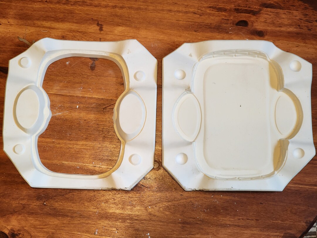 Vintage Slip Cast Mold Ceramic XL Basket Weave Serving Tray With ...