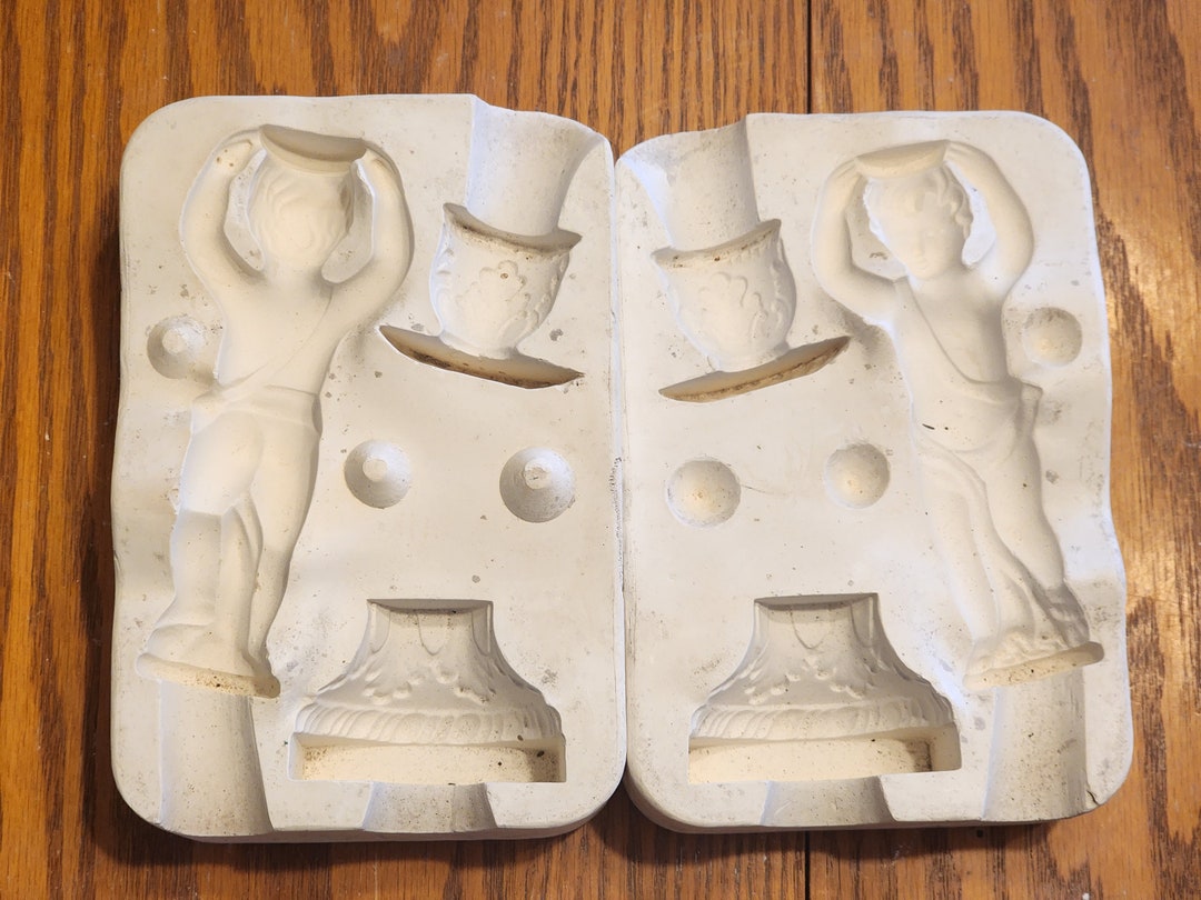 Vintage Slip Cast Mold- Ceramic- Small Cherub Candlestick Molder ...