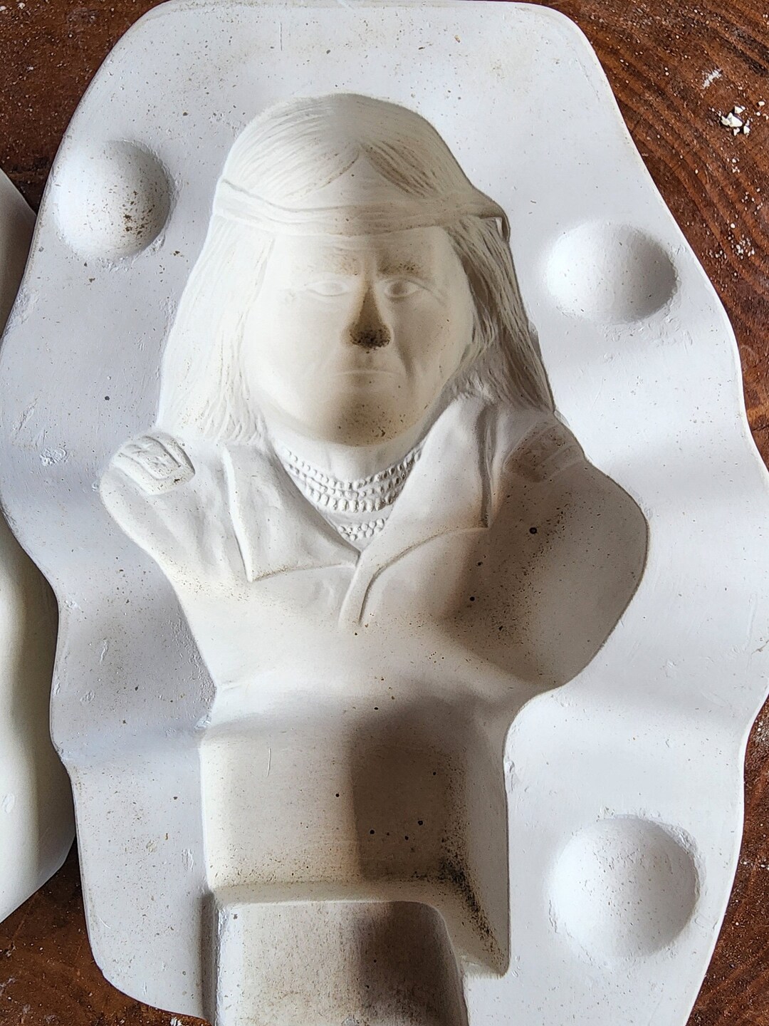 Vintage Slip Cast Mold Ceramic Native American Indian Scout Bust Lone ...