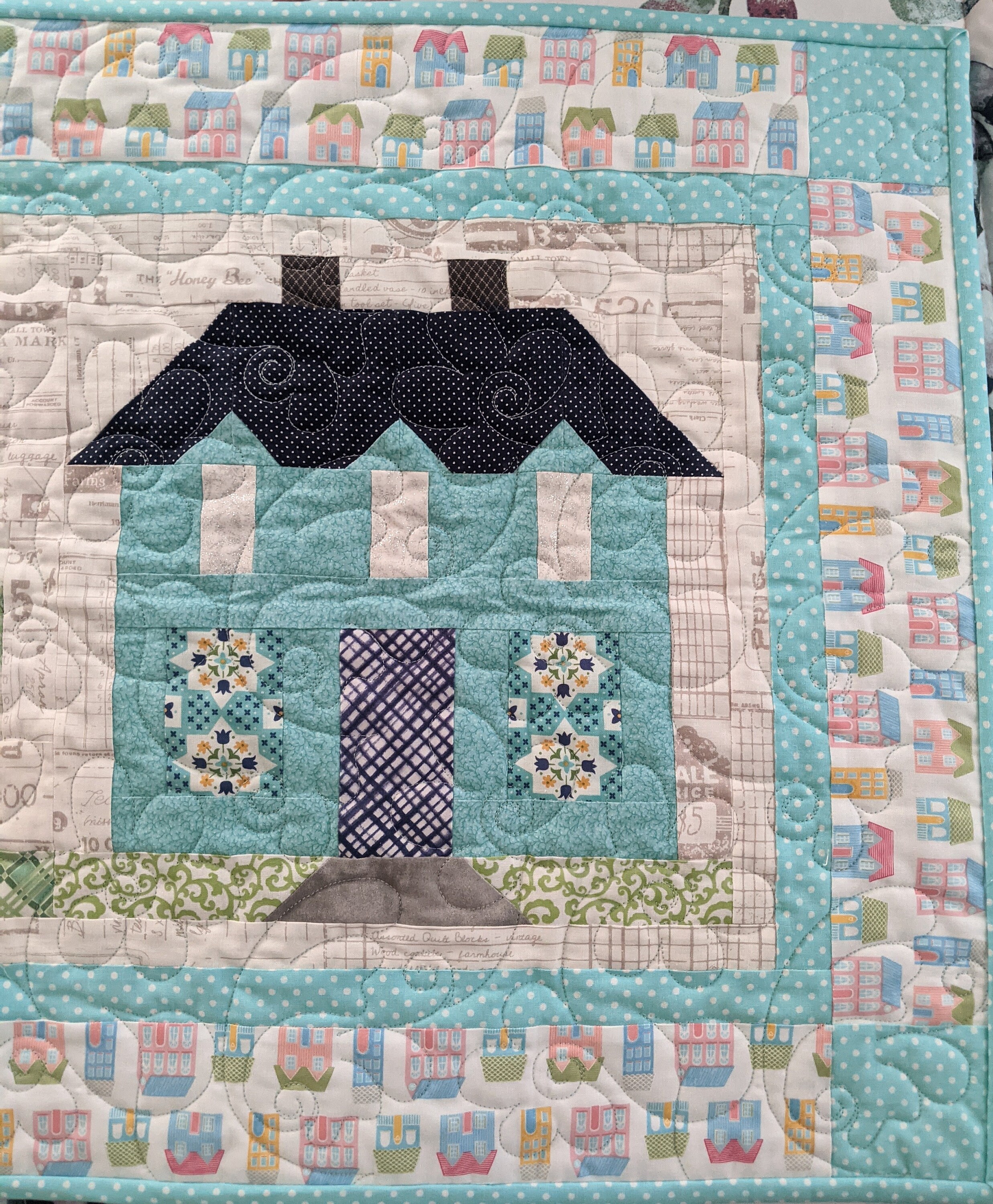 Homemade Table Runner With Farm Girl Vintage Patterns of Houses and ...