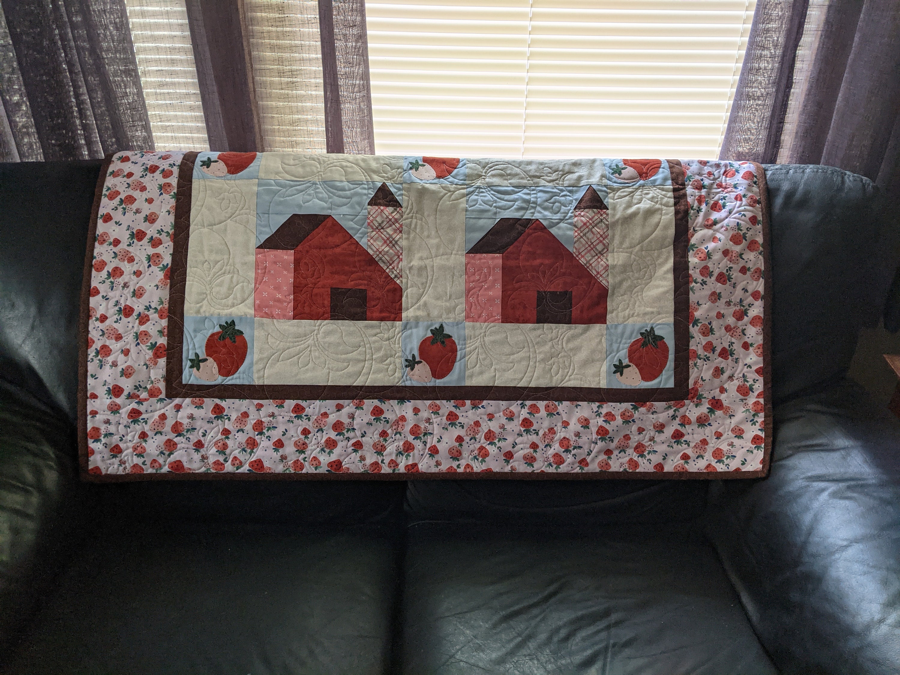 Homemade Farm and Country Quilt With Barns and Strawberries - Etsy