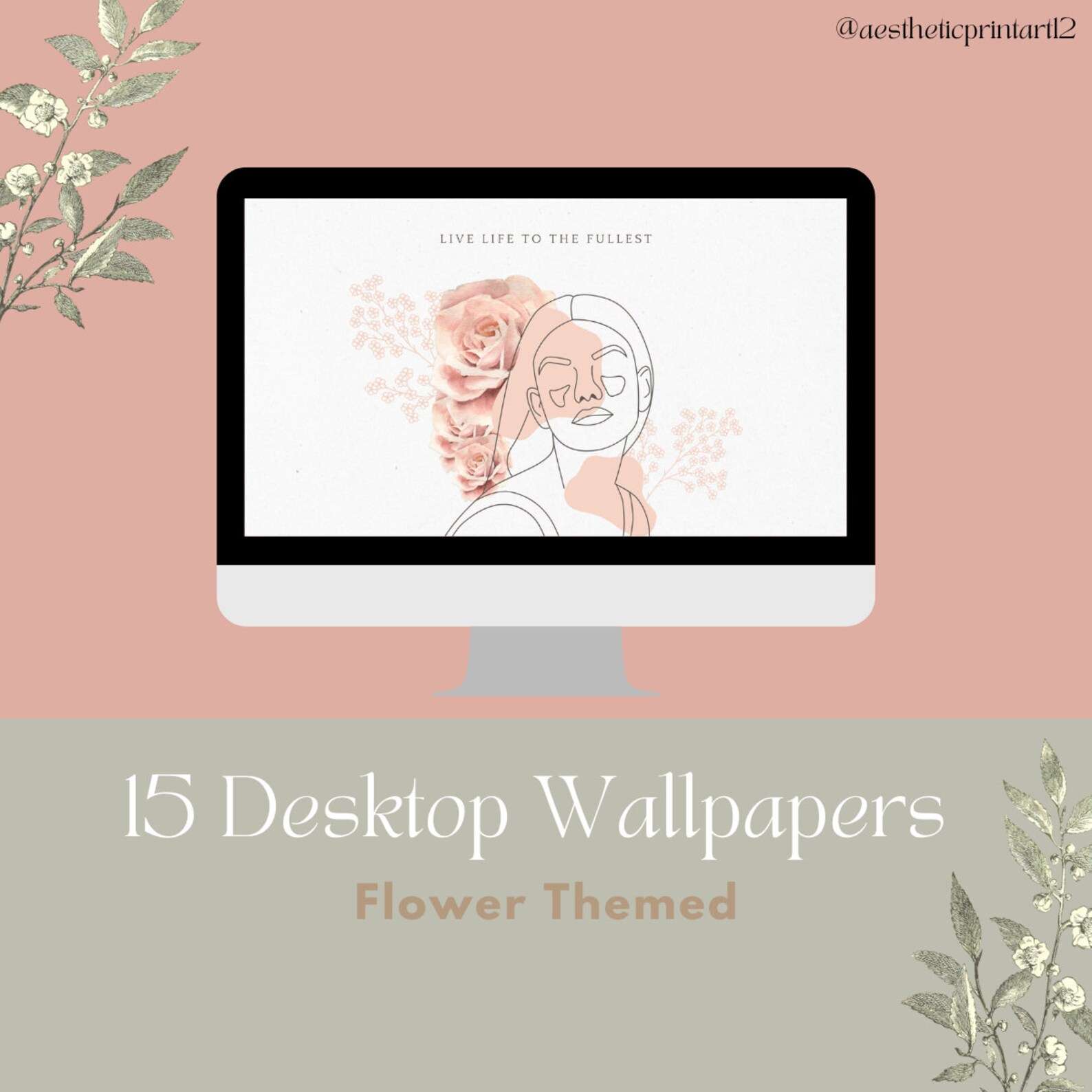 15 Desktop Wallpapers Flower Themed Desktop Wallpaper - Etsy