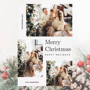 Minimalist Photo Collage Christmas Card, Simple Holiday Greeting ...