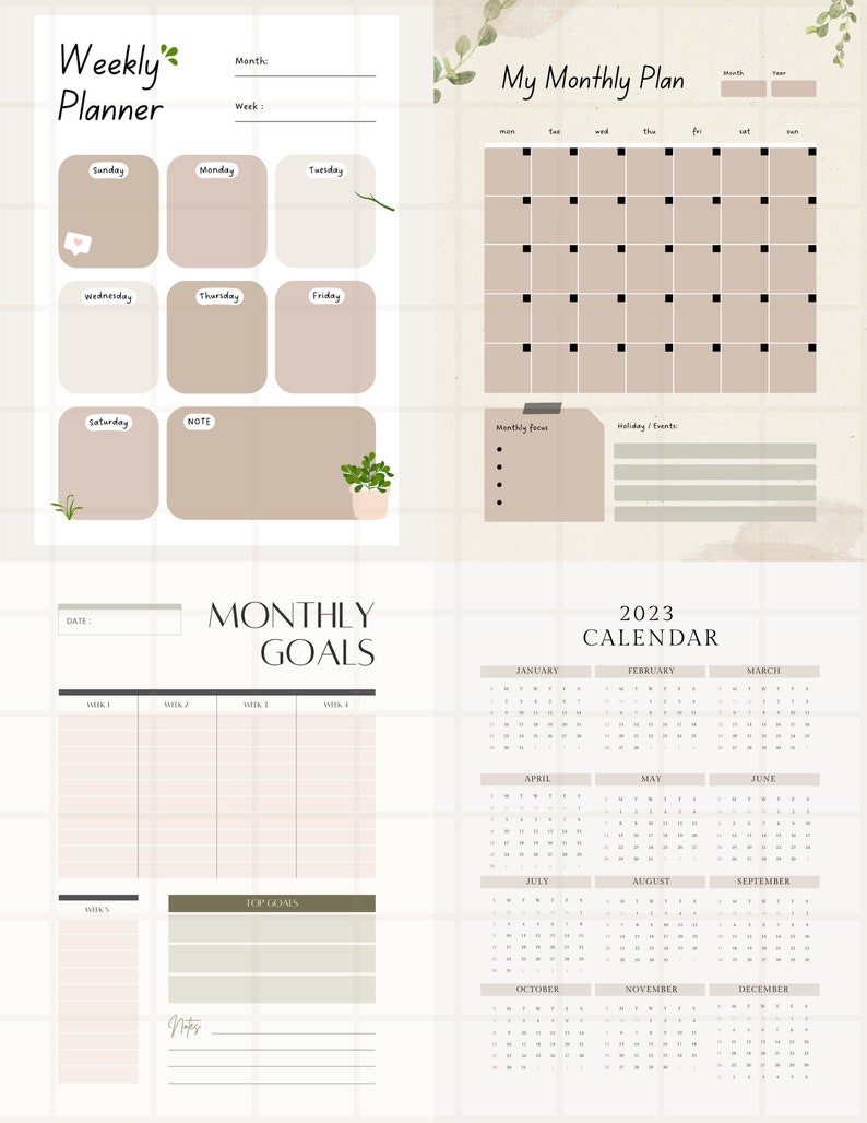 2023 Floral Digital Planner Set 4 Things Included, Weekly Planner ...