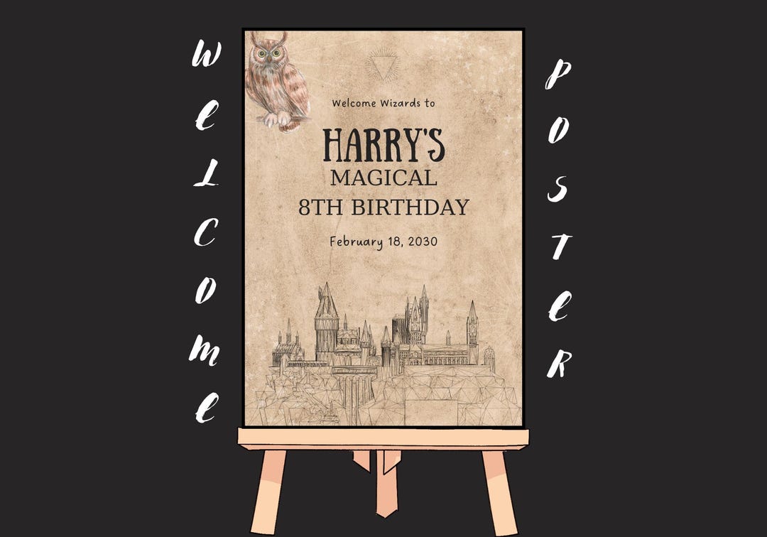 Rustic Harry Potter Birthday Poster, Wizard Party Decor, Magic Theme ...