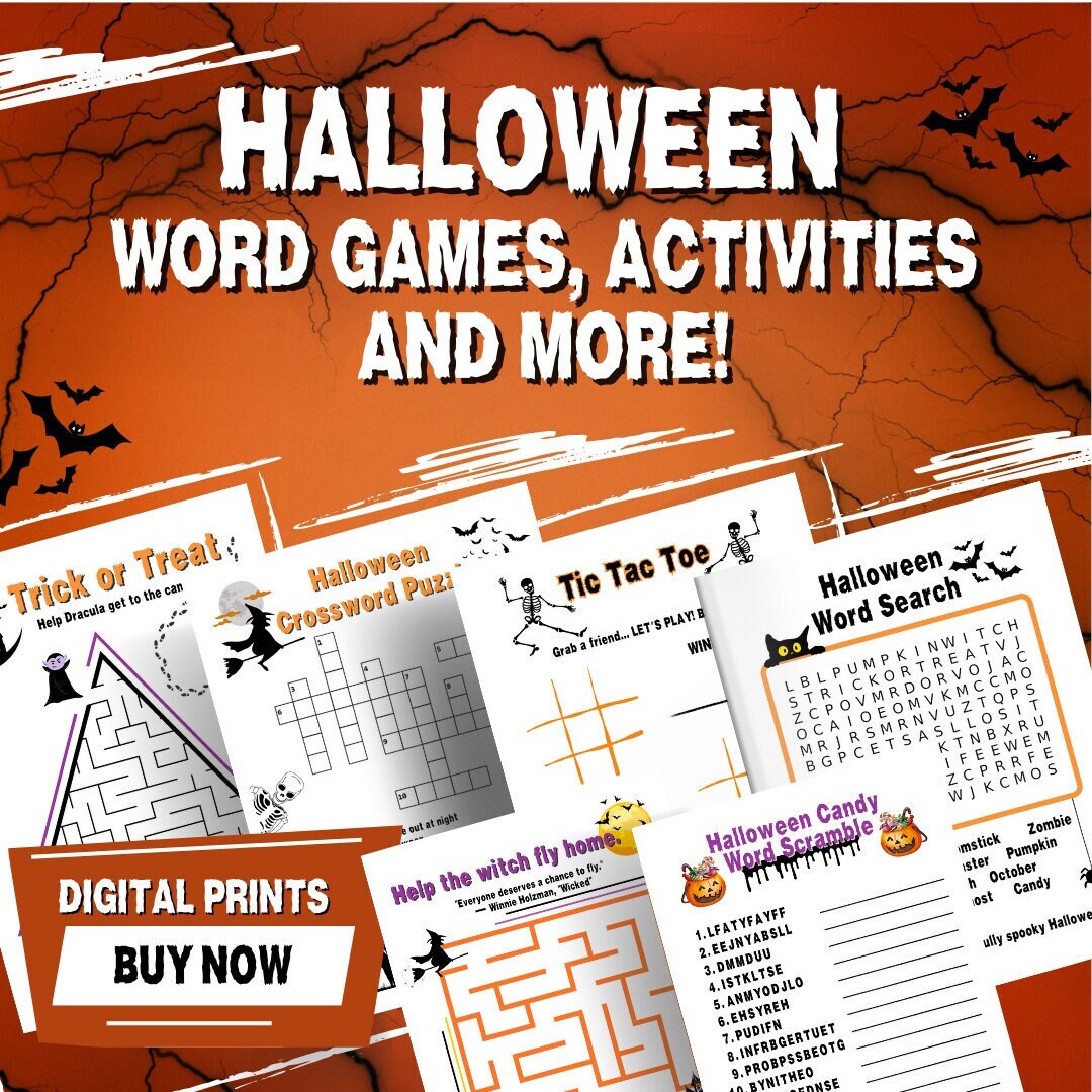 Halloween Word Games Activities and More - Etsy