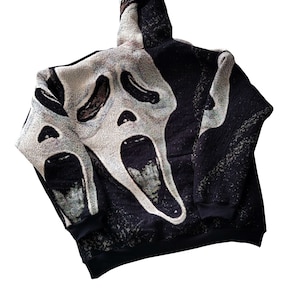 Scream Full Tapestry Hoodie Handmade, Ghost Face Hoodie, Halloween ...