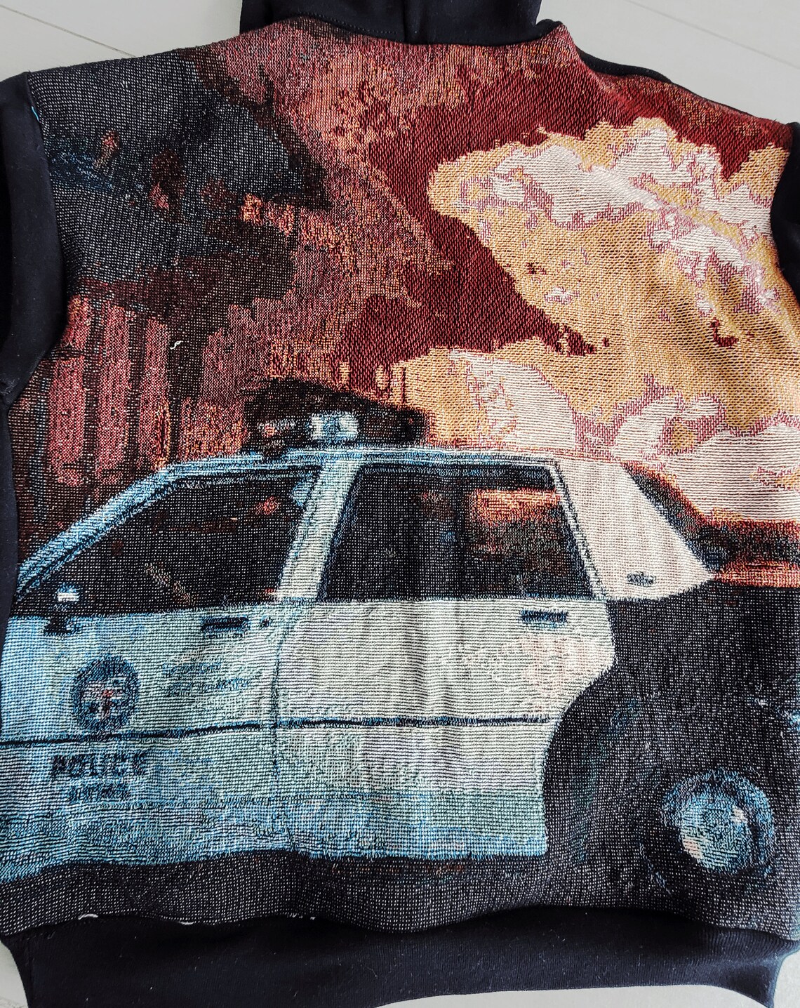 Police Fire Tapestry Hoddie Handmade - Etsy