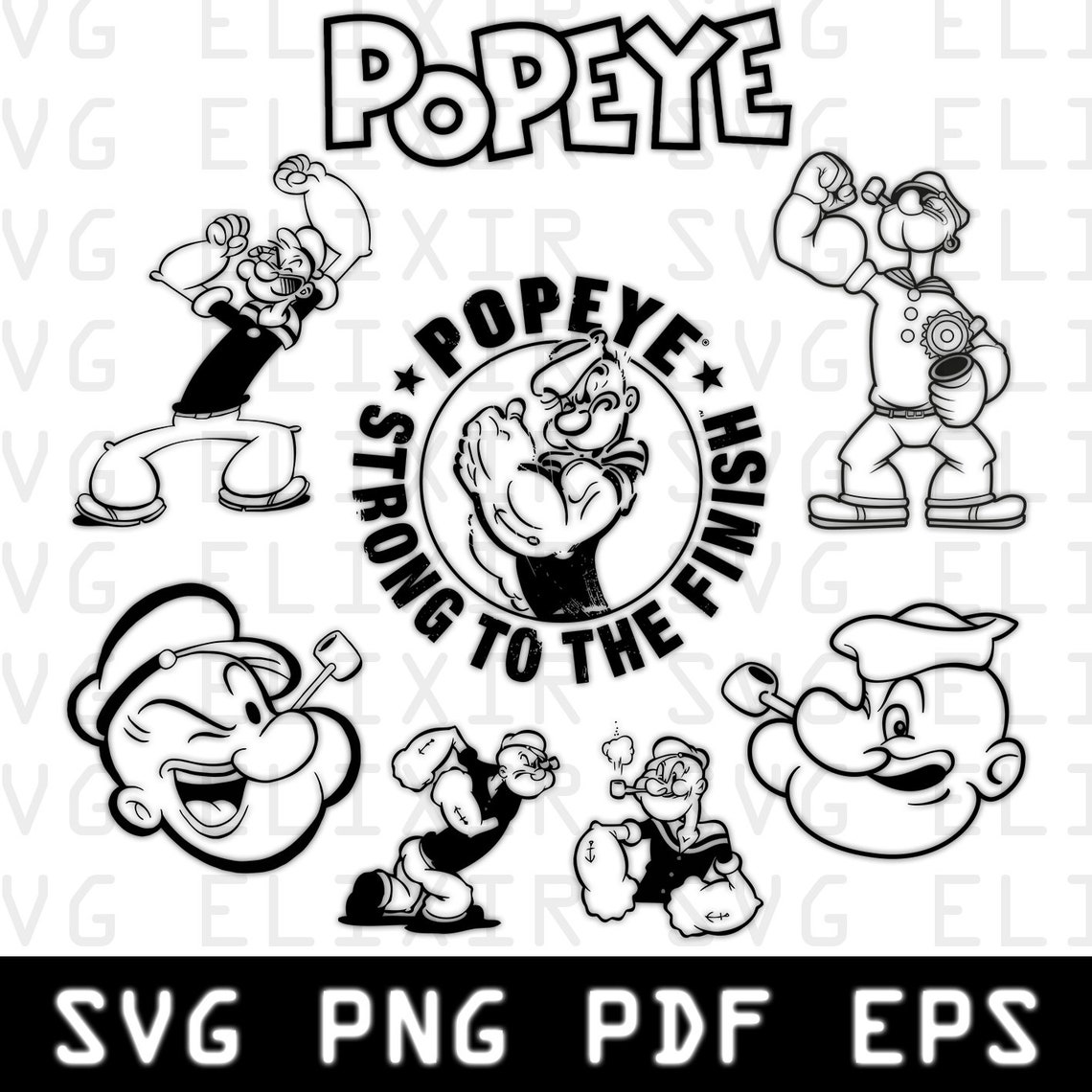 Popeye SVG Popeye Vector Popeye Silhouette Svg Popeye - Etsy