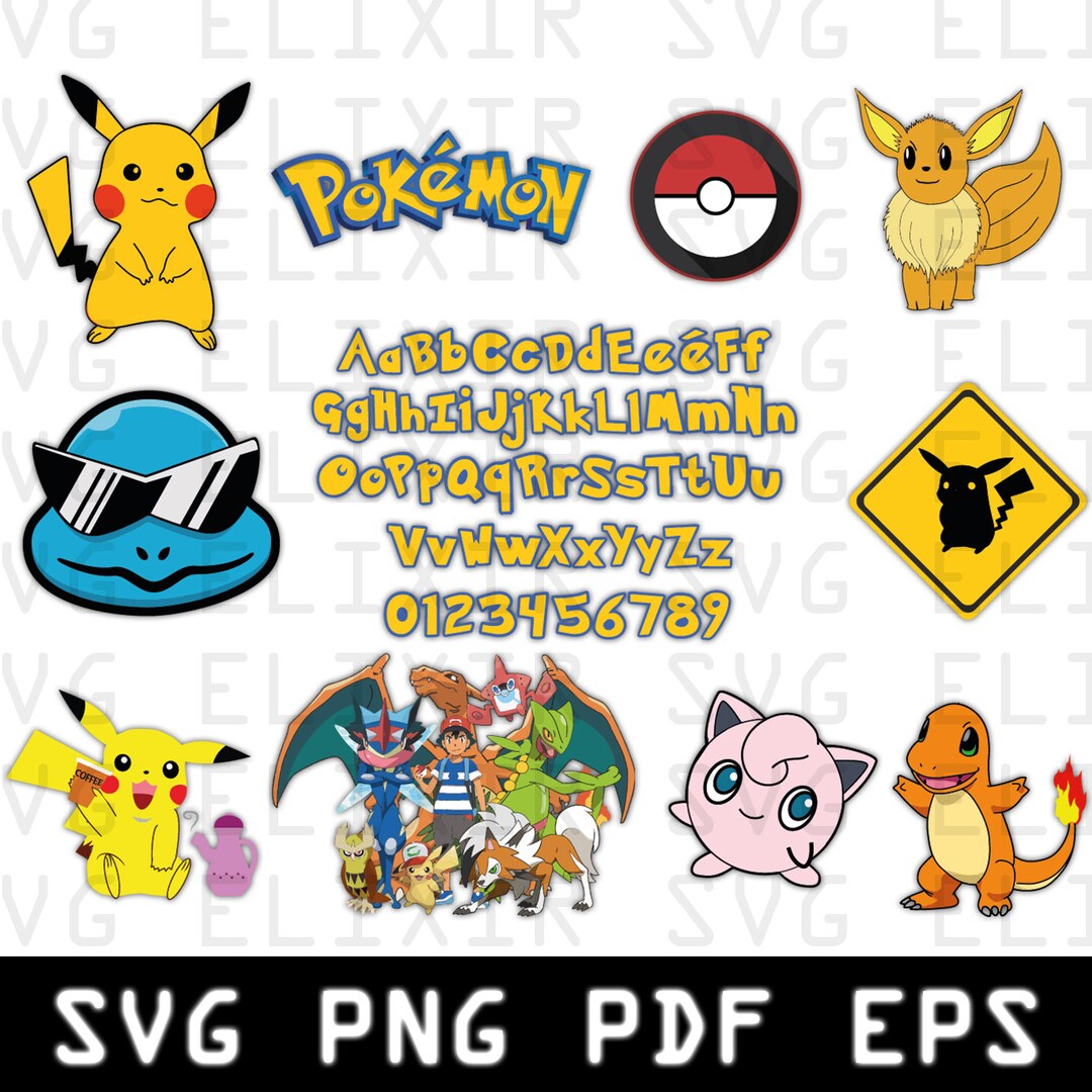 Pokemon SVG Pokemon Vector Pokemon Font SVG Pikachu SVG - Etsy