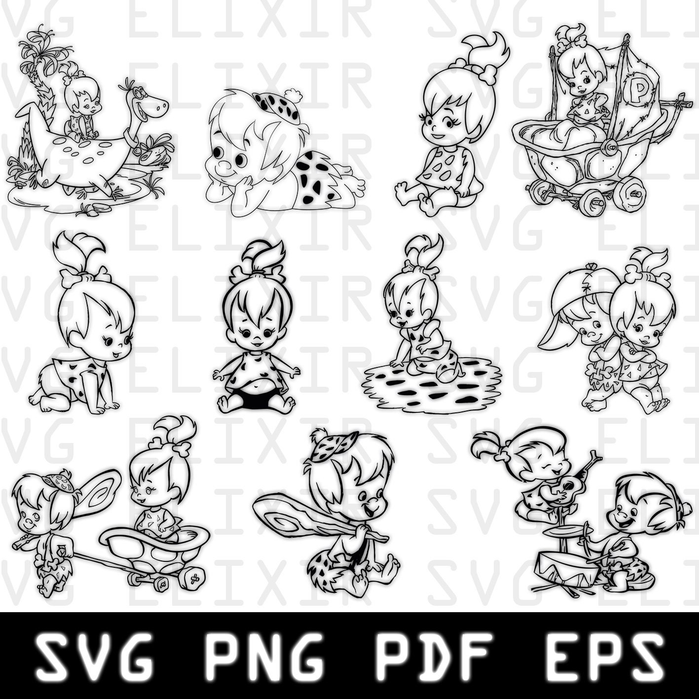 Pebbles Flintstones Outline Svg, The Flintstones Svg, 55% OFF