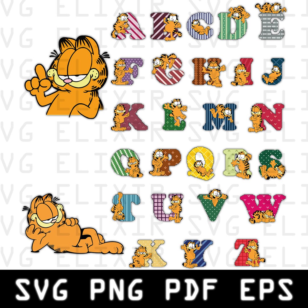 Garfield SVG Garfield Vector Garfield Font Svg Garfield - Etsy