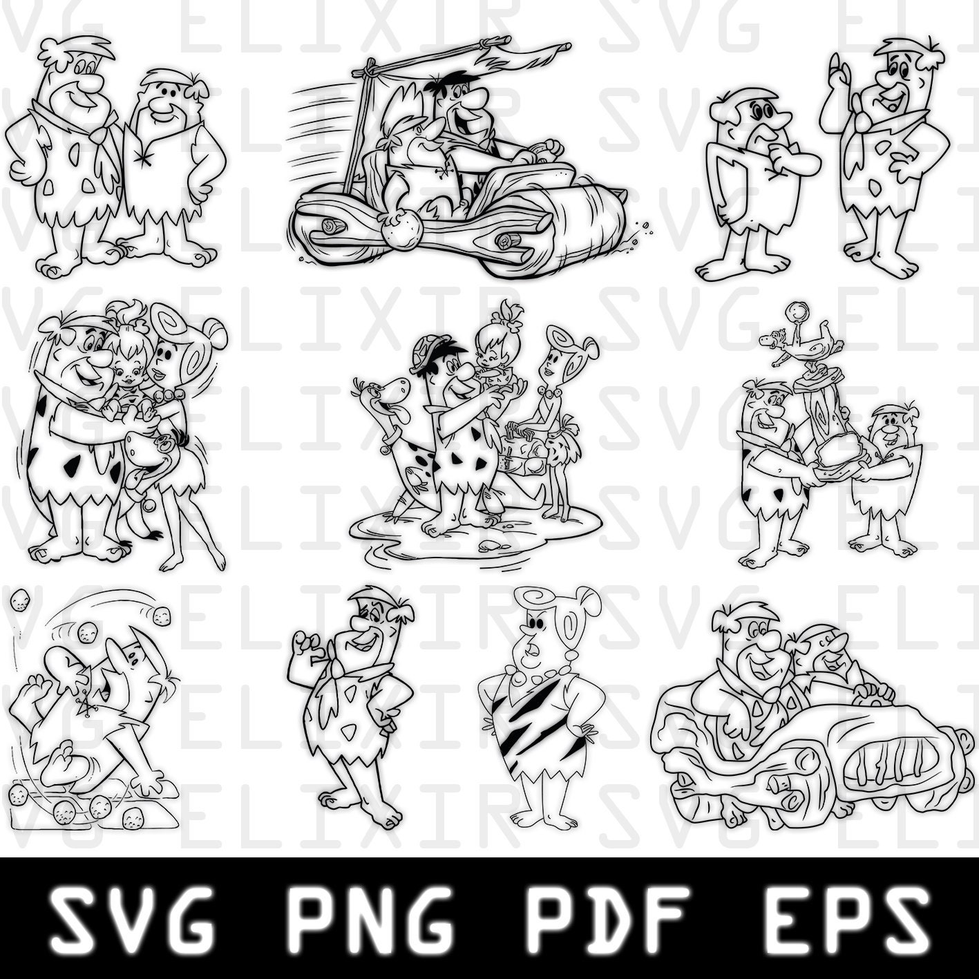 Picapiedra SVG Vector Picapiedra Silueta de Los Picapiedra - Etsy México