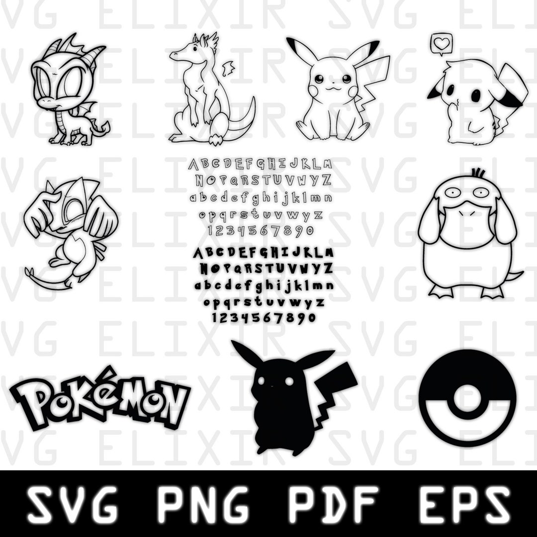 Pokemon SVG Vector de Pokemon Fuente de Pokemon SVG Vector - Etsy México