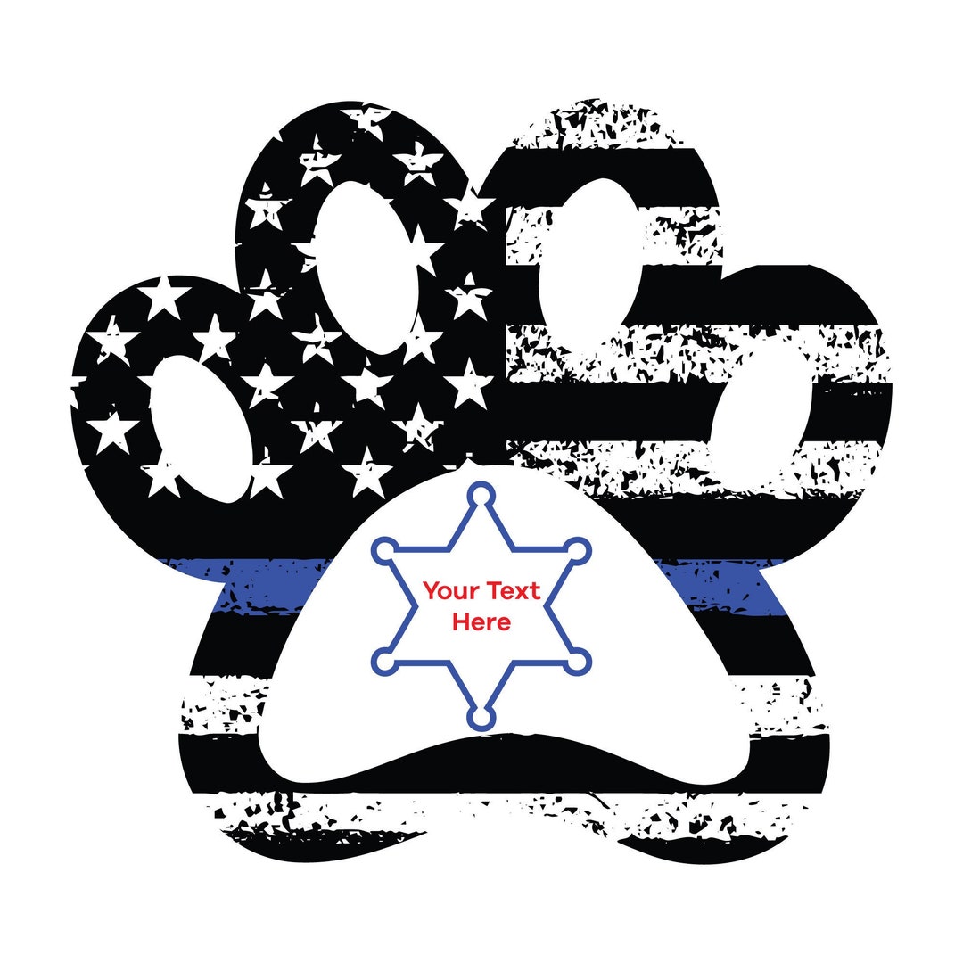 Thin Blue Line Paw Print- Cutout - Etsy