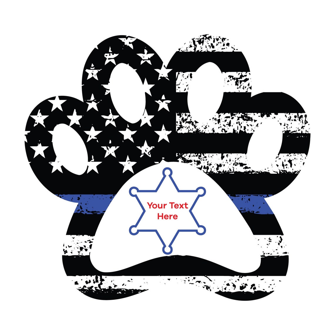 Thin Blue Line Paw Print Cutout - Etsy