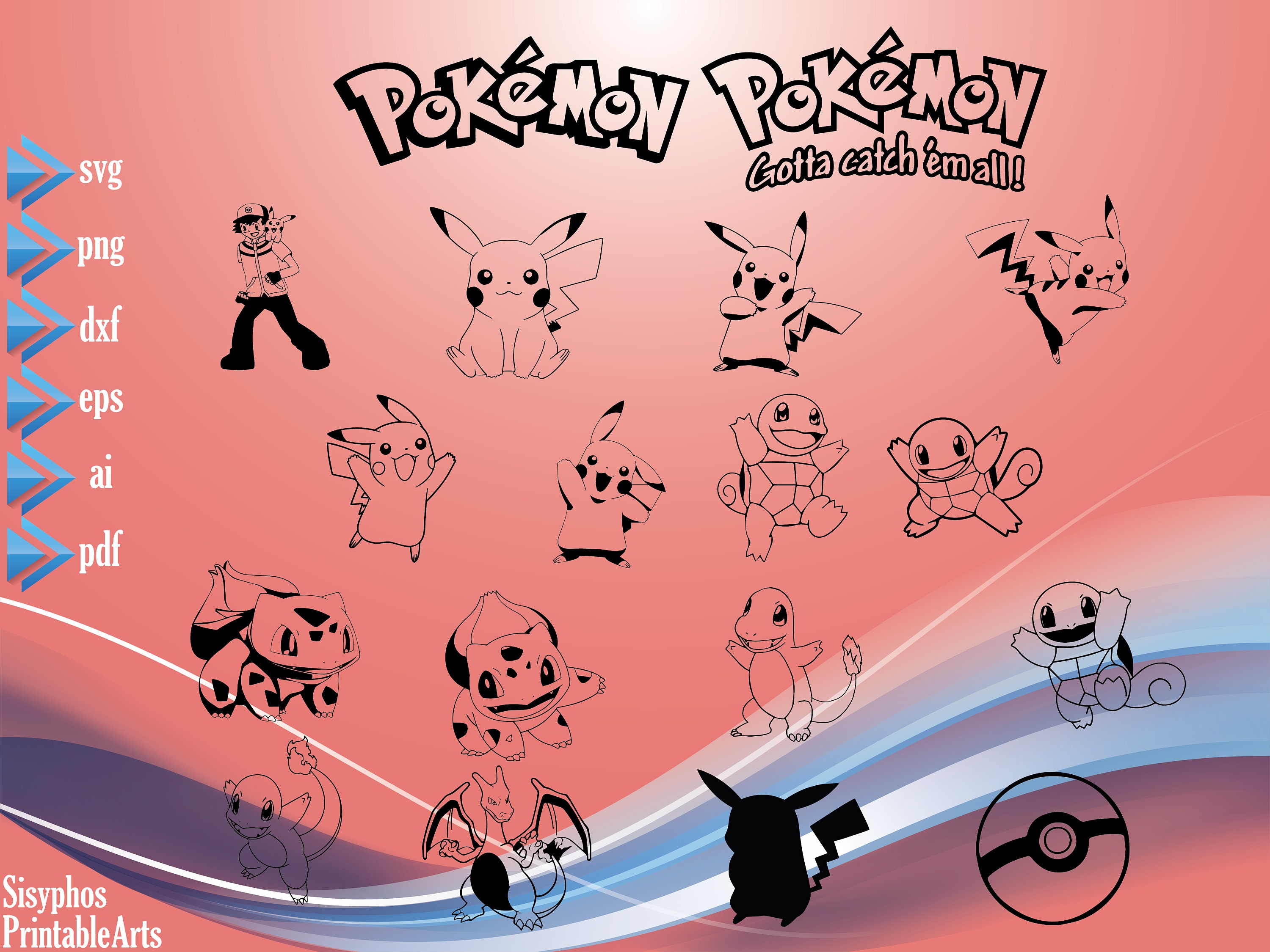Pokemon Svg Bundle Pokemon Characters Stickers Pokemon Svg - Etsy UK