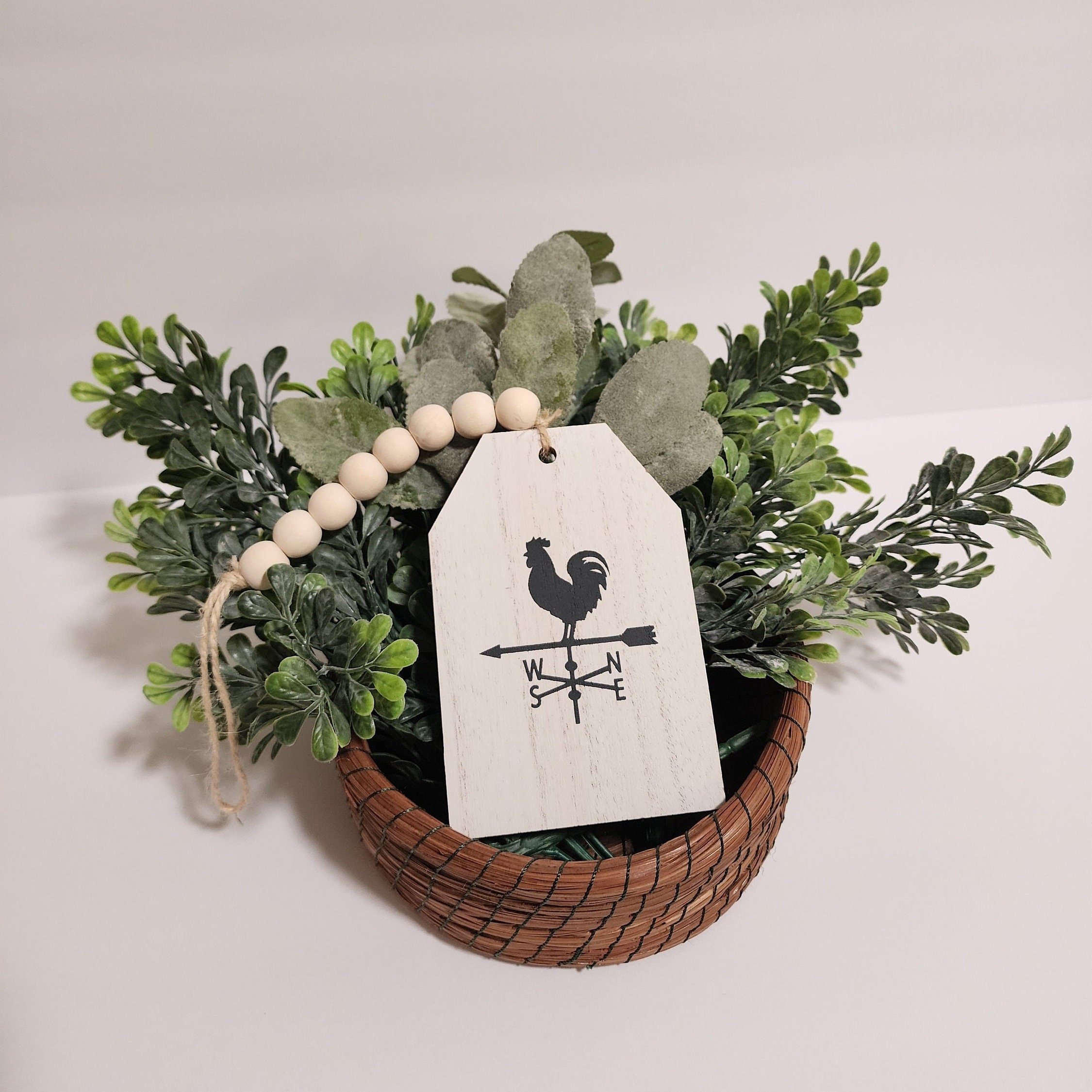 Rustic Farmhouse Tag With Wooden Beads. Perfect for Tiered Trays or ...