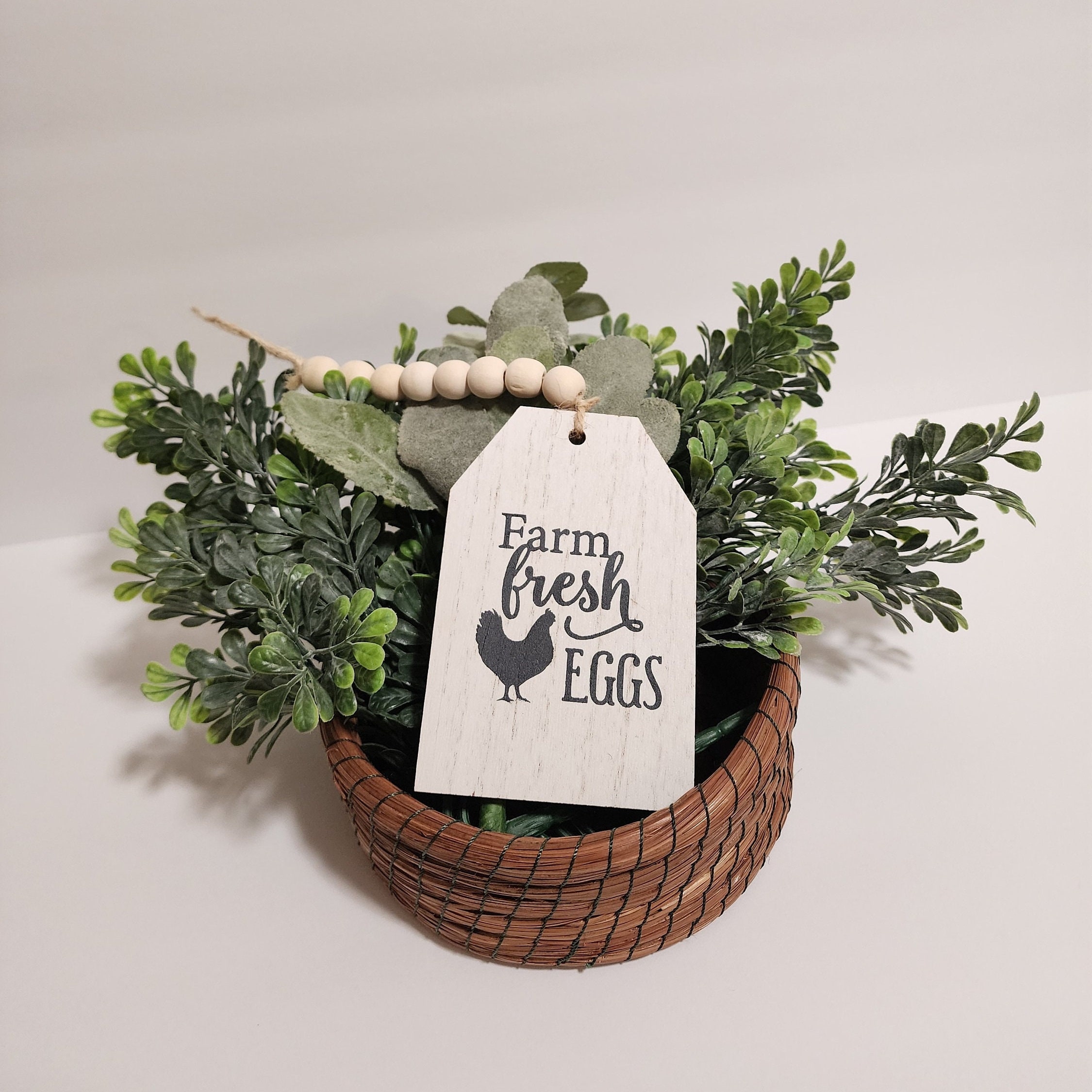 Rustic Farmhouse Tag With Wooden Beads. Perfect for Tiered Trays or ...