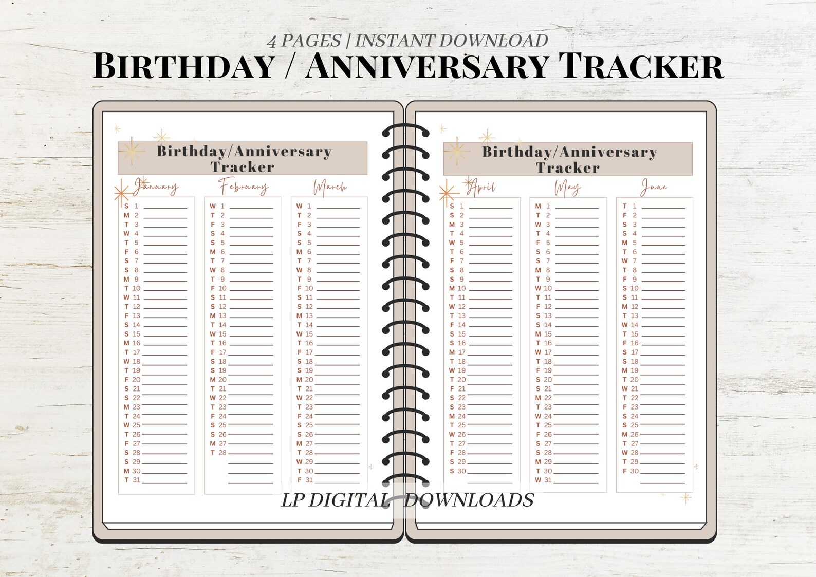 Birthday Anniversary Tracker 2023 | Birthday Tracker | Anniversary ...