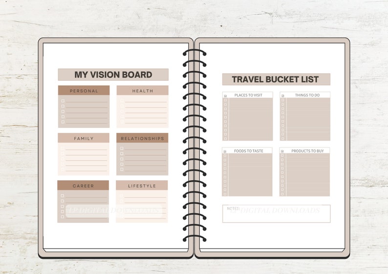 2023 Goal Planner Bundle Goal Tracker Wellness Log Habit Tracker Vison ...