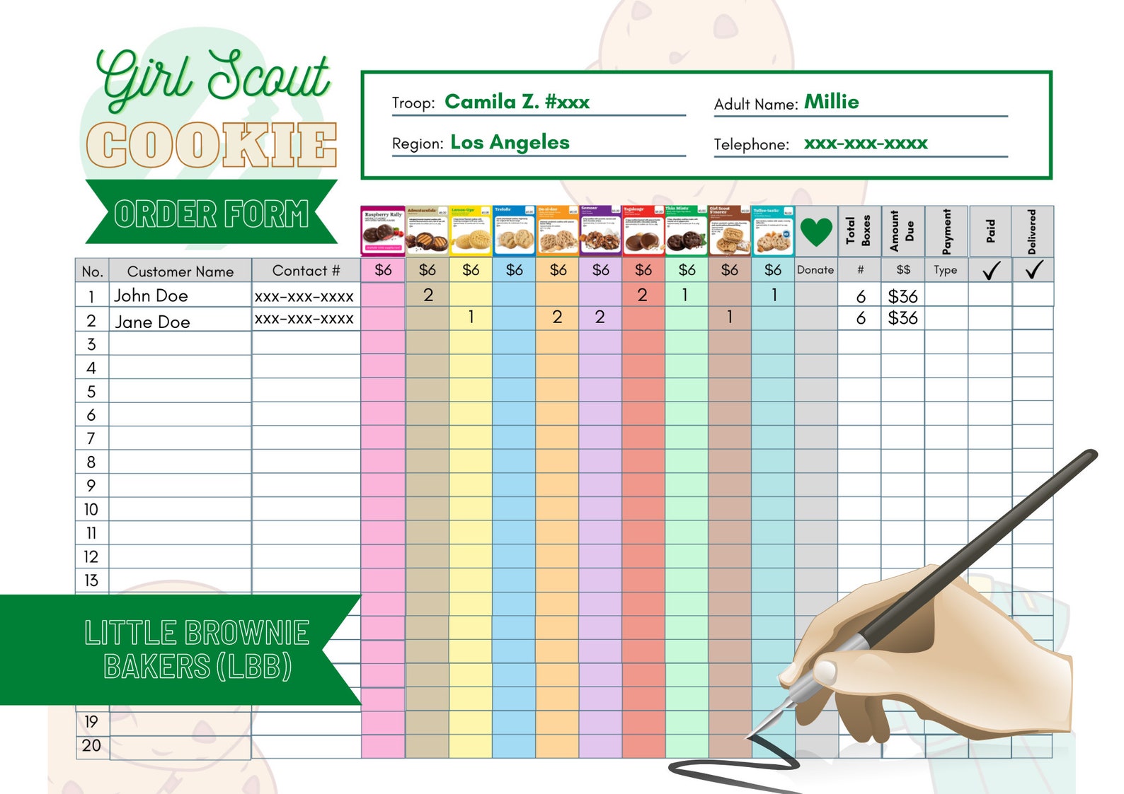 2023 Girl Scout Cookie Order Form Template | Little Brownie Bakers (LBB ... 2023 Girl Scout Cookie Order Form Template | Little Brownie Bakers (LBB ...
