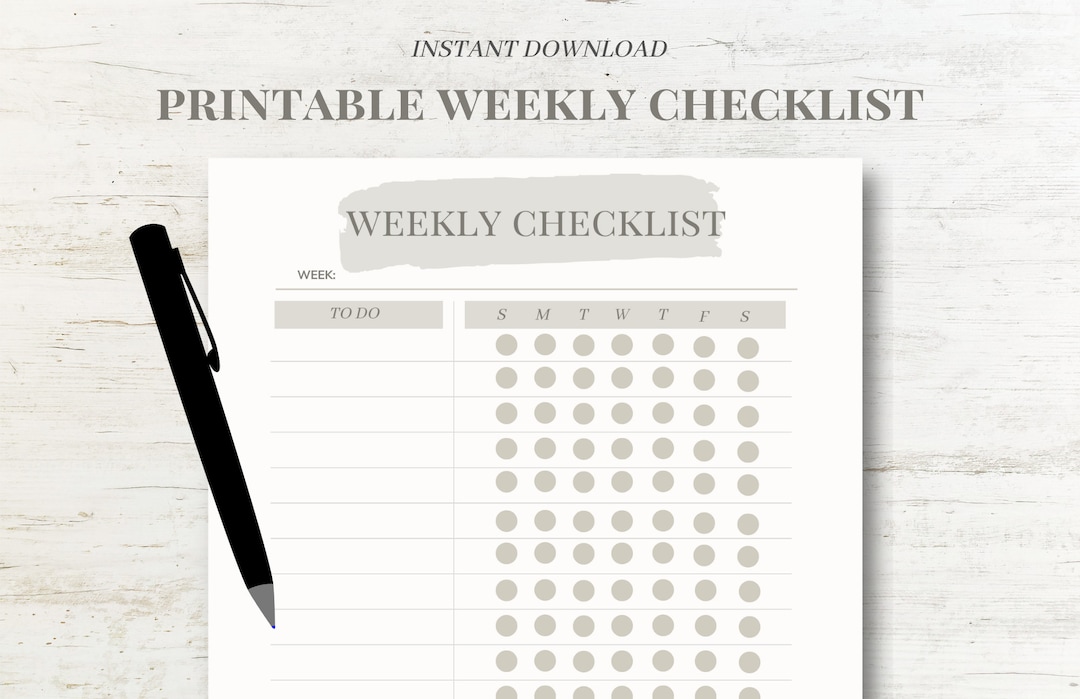 Weekly Checklist / Printable Weekly Checklist / Life Planner / Planner ...