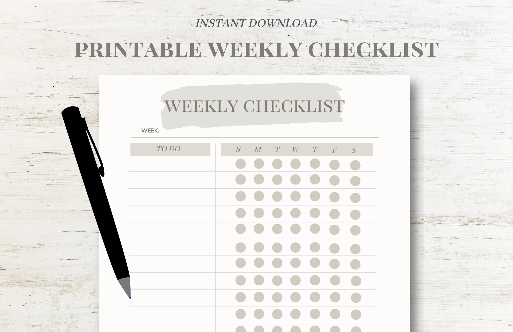 Weekly Checklist / Printable Weekly Checklist / Life Planner / Planner ...