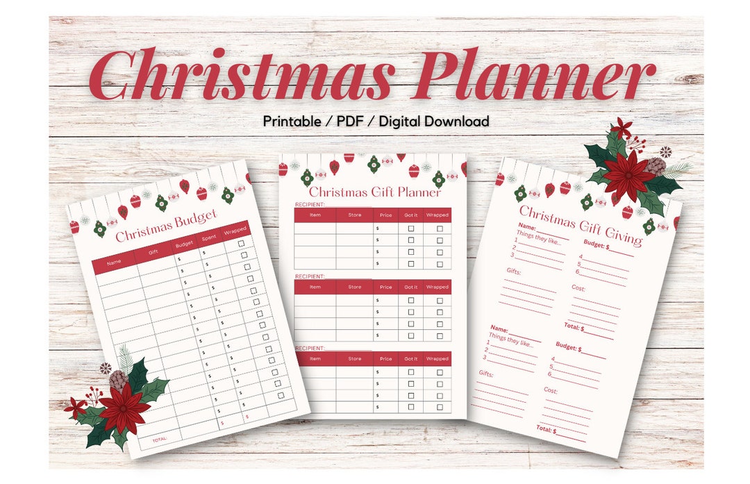 Christmas Planner Printable Bundle, Holiday Planner, Gift Budget ...