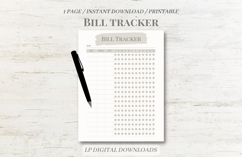 Bill Tracker Printable Template | Monthly Bills | Monthly Tracker ...