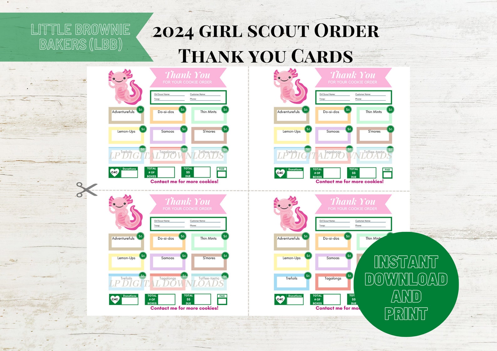 2024 Girl Scout Cookie Thank You Cards | Little Brownie Bakers (LBB ...
