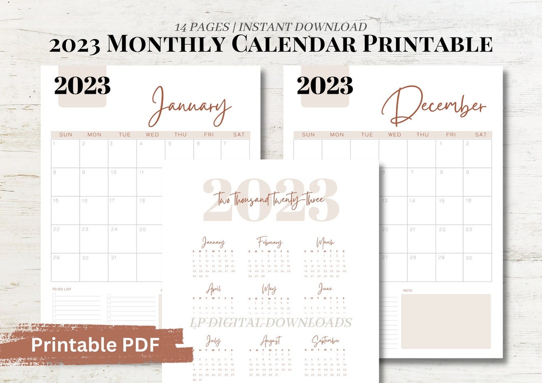 2023 Monthly Calendar Portrait | Printable Calendar | Calendar Template ...