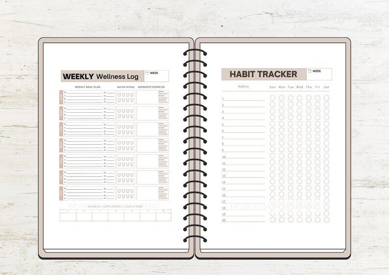 2023 Goal Planner Bundle Goal Tracker Wellness Log Habit Tracker Vison ...
